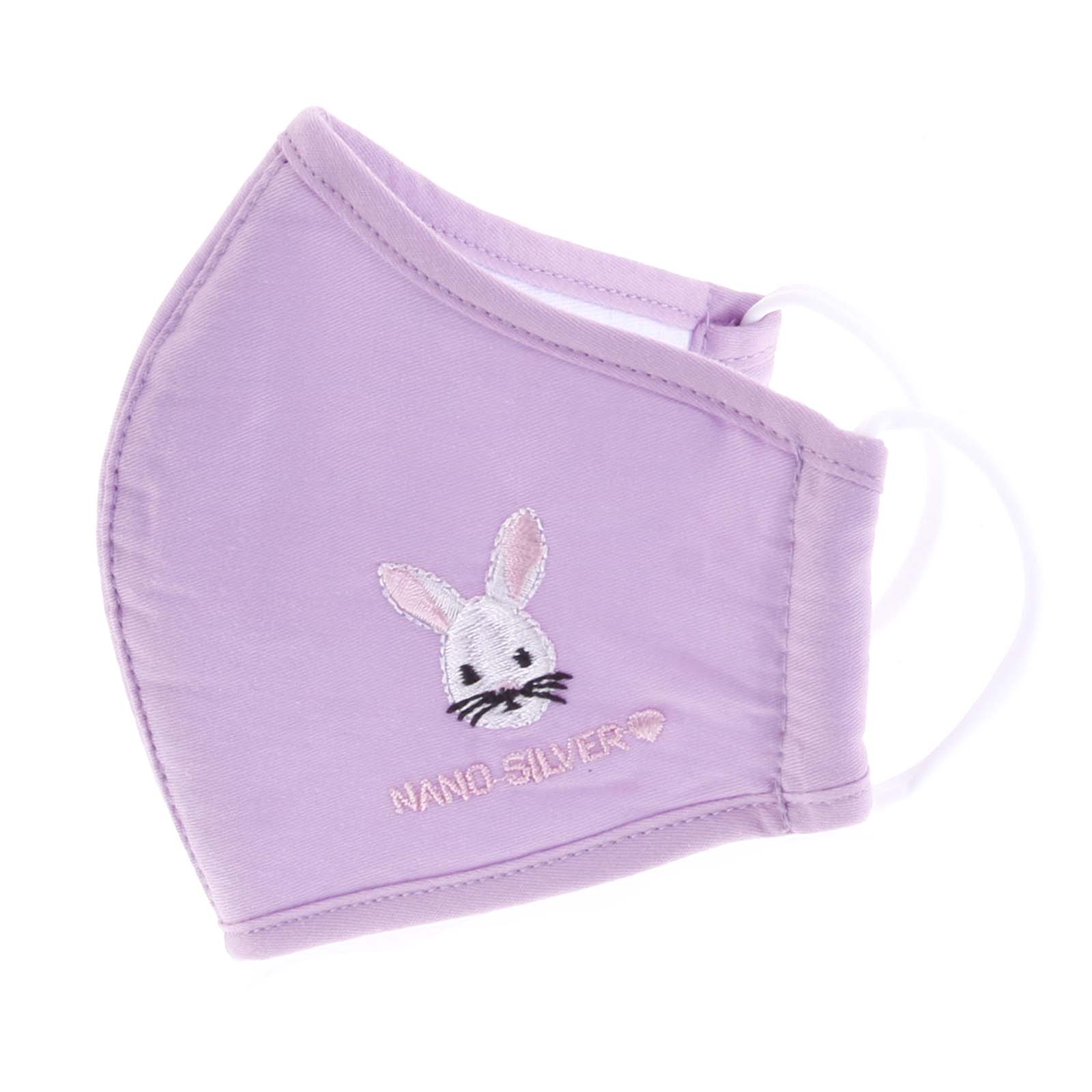 Stylová antibakteriální dětská rouška třívrstvá fialová s králíčkem ...