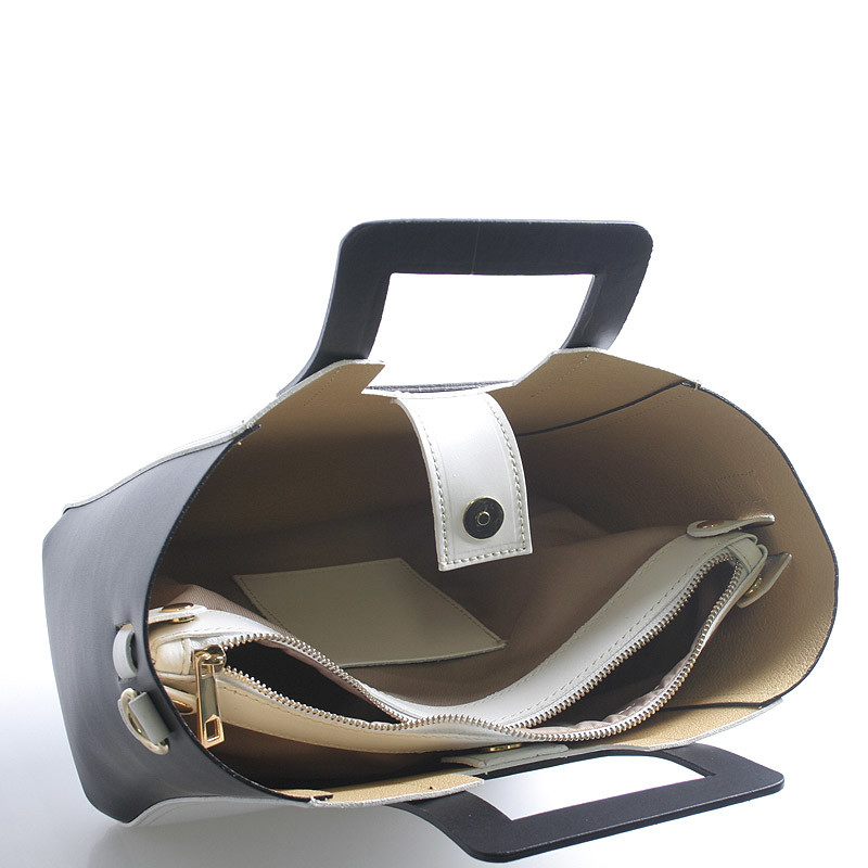 Černo-bílá kožená kabelka do ruky ItalY Sonny - Kabea.cz