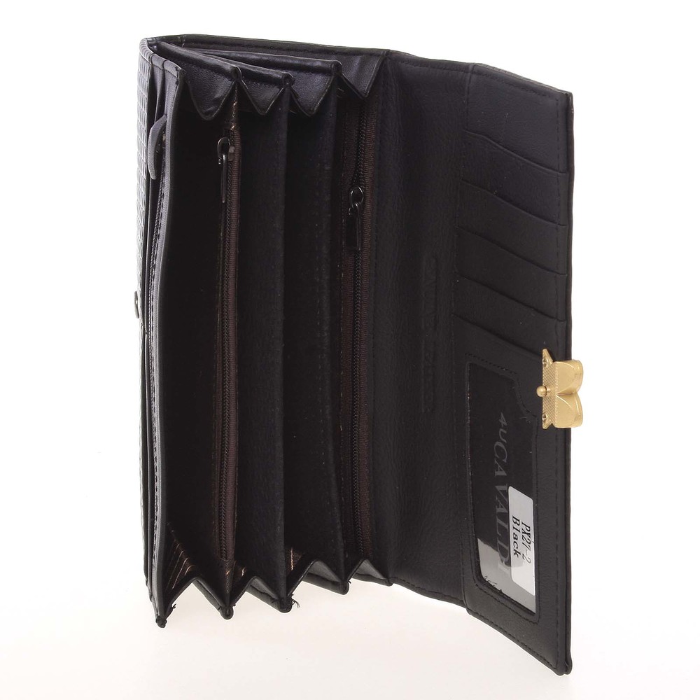 Nadčasová dámská polokožená černá peněženka - Cavaldi PX272 - Kabea.cz