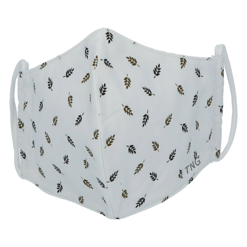 Stylová antibakteriální rouška třívrstvá bílá s listem - TNG M - Kabea.cz